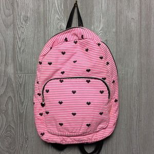 Bags | Nwt Pink And Black Heart Backpack | Poshmark